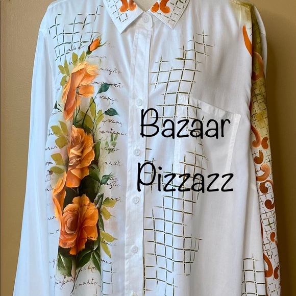 Bazaar Pizzazz Art Studio | Tops | New Hand Painted Roses On A White ...